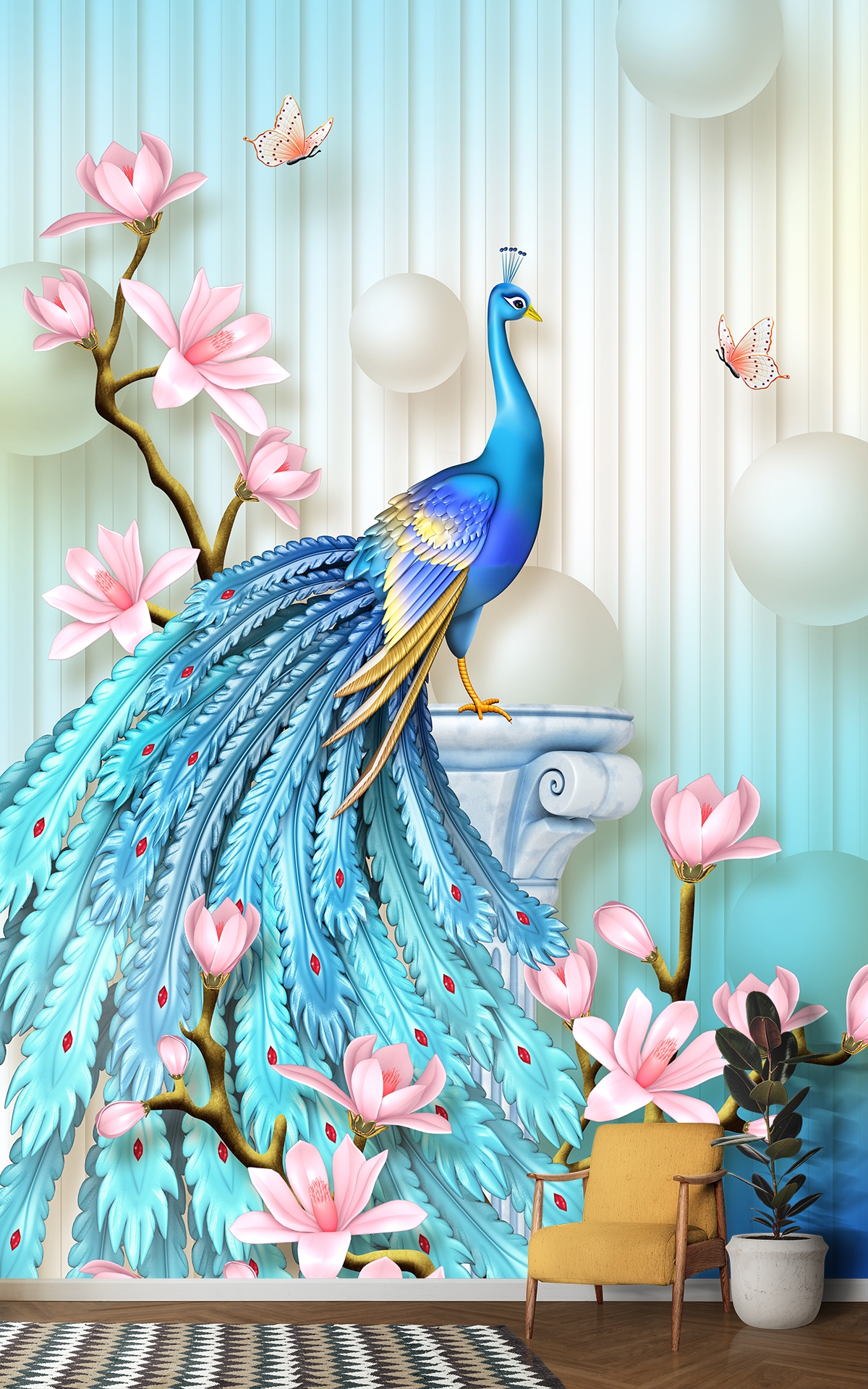 Blue Peacock Wallpaper